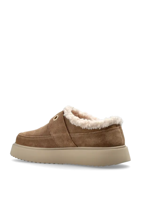 Inuikii Micro Buckle' Suede Mules With Faux Fur Lining