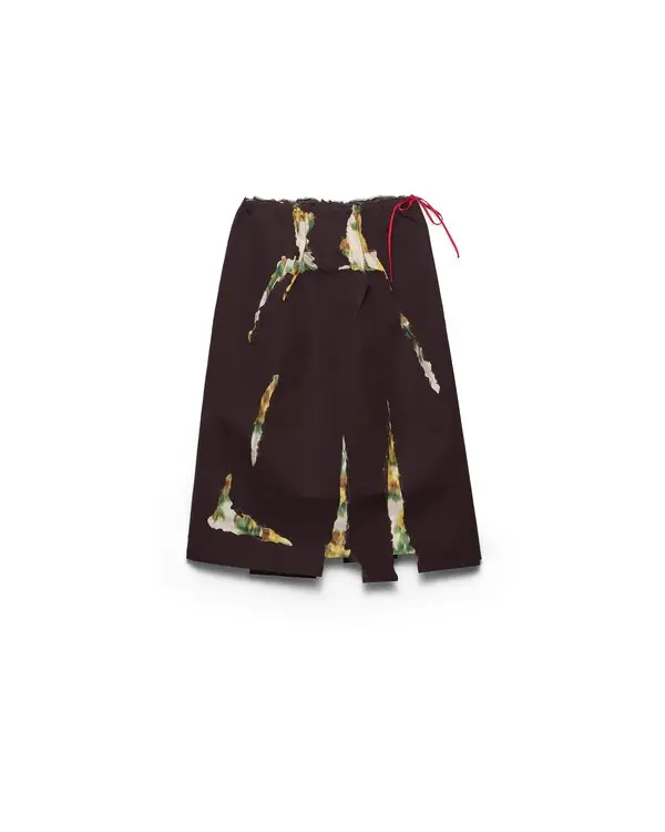 Prada Bonded Gabardine Skirt With Devoré Effect