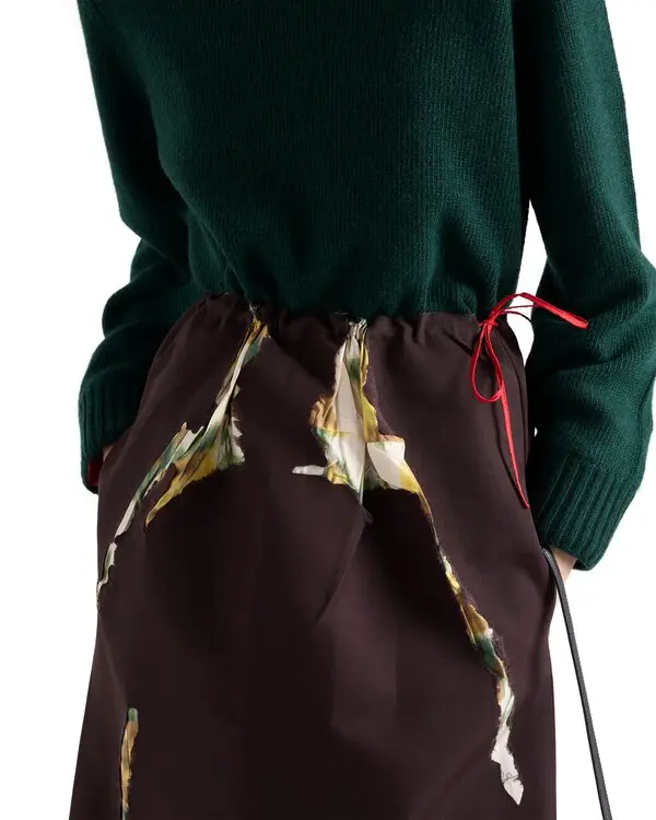 Prada Bonded Gabardine Skirt With Devoré Effect