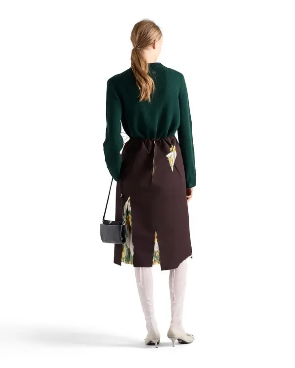 Prada Bonded Gabardine Skirt With Devoré Effect