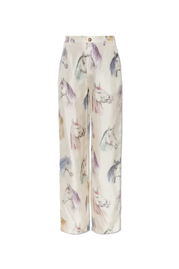 Moschino Silk Pants With Print