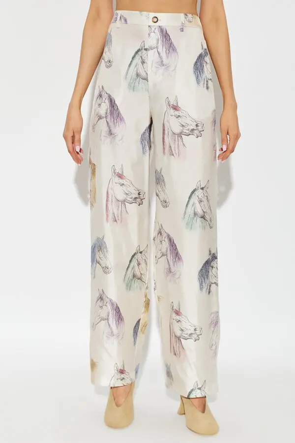 Moschino Silk Pants With Print