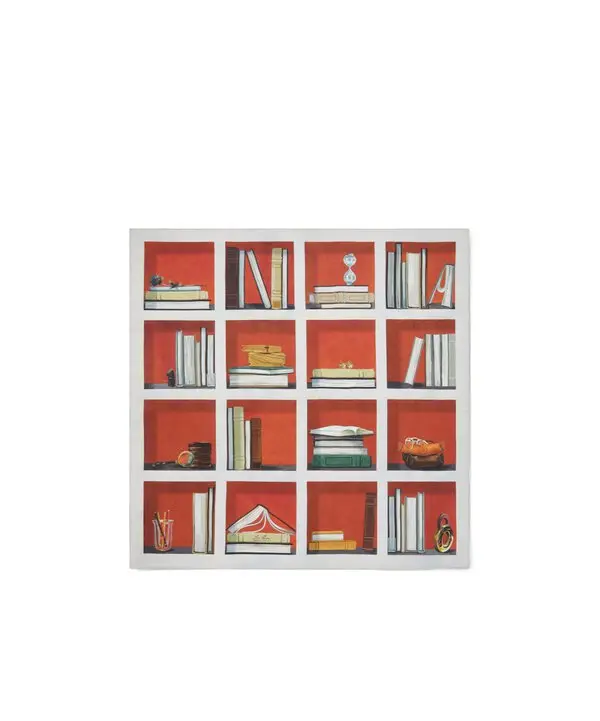 Loro Piana The Foulard Library 90 X 90 - Red/light Gray
