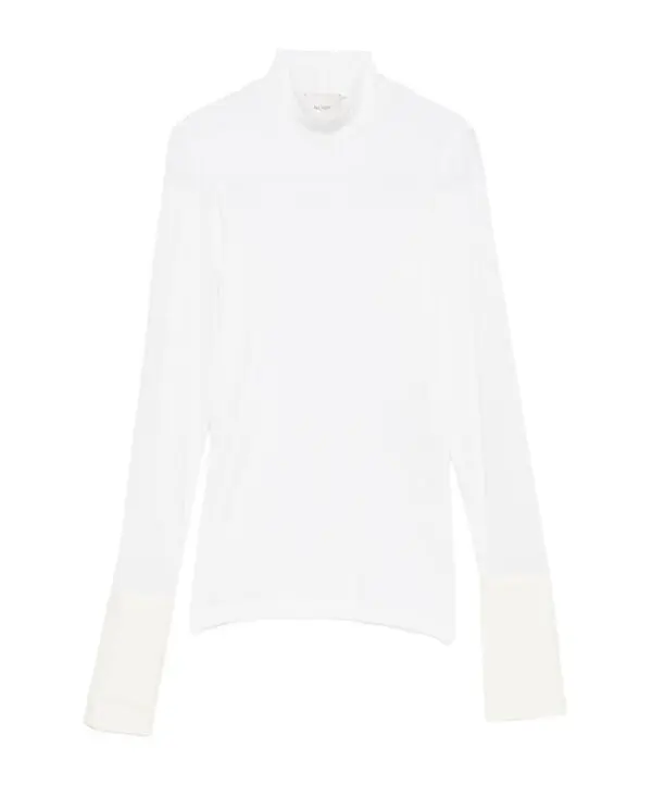 ALYSI Mock Neck Long Sleeve Sweater With Buttoned Cuffs