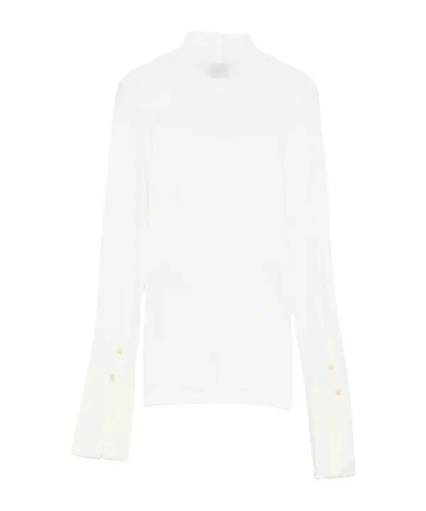 ALYSI Mock Neck Long Sleeve Sweater With Buttoned Cuffs
