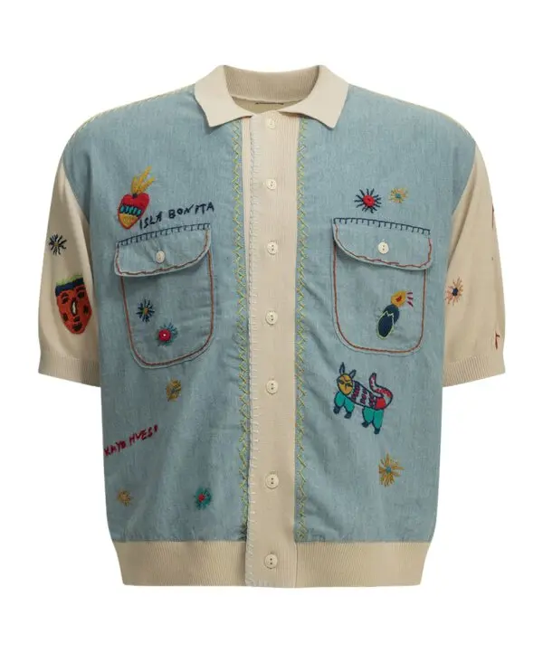 Kapital Knit X Chambray Polo Shirt Isla Bonita' Casual Shirt - Beige