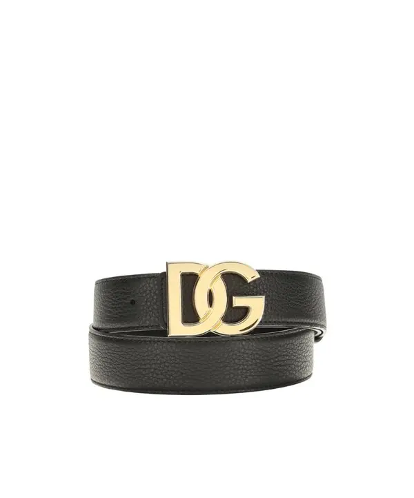 Dolce & Gabbana Crossed Logo Buckle Belt - Black