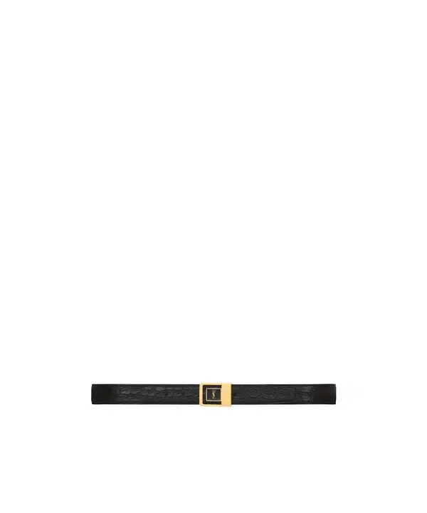Saint Laurent La 66 Belt In Crocodile-embossed Leather