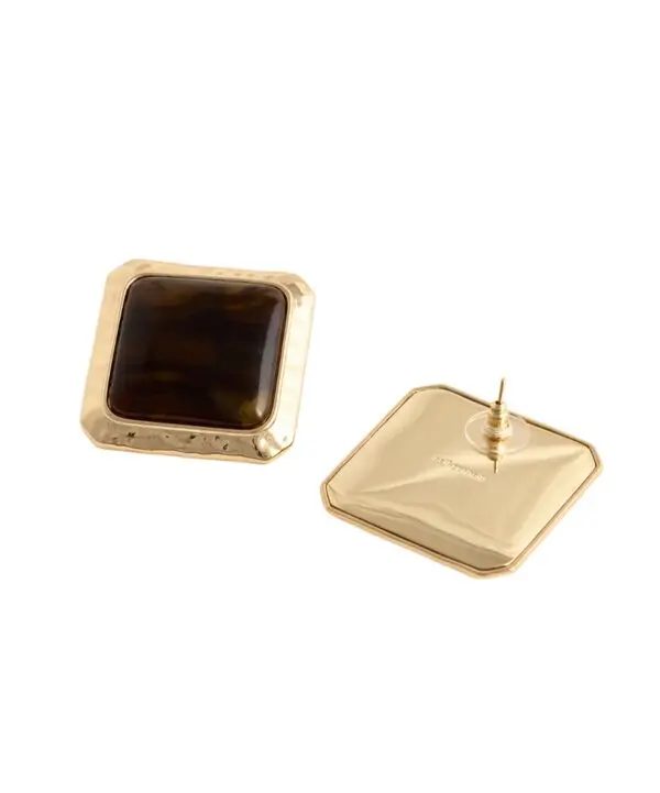 SELF-PORTRAIT Square Enamel Stud Earrings