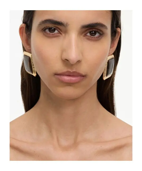 SELF-PORTRAIT Square Enamel Stud Earrings