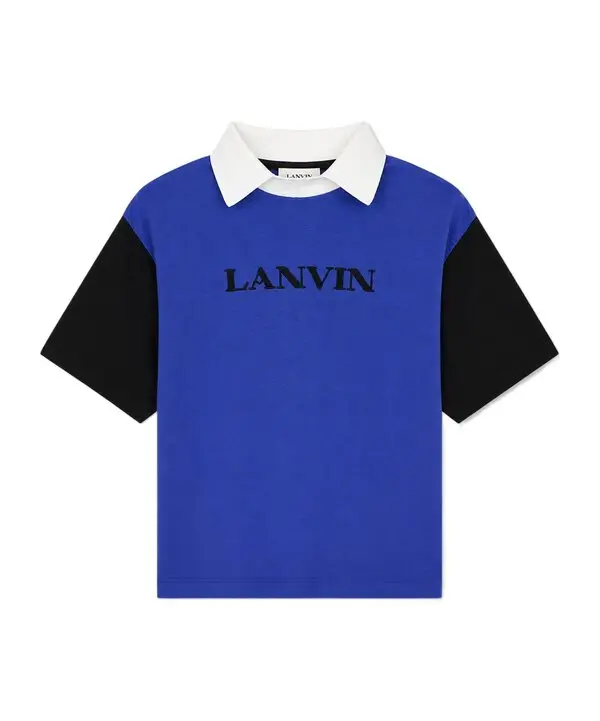 LANVIN Logo-embroidered Colour-block T-shirt