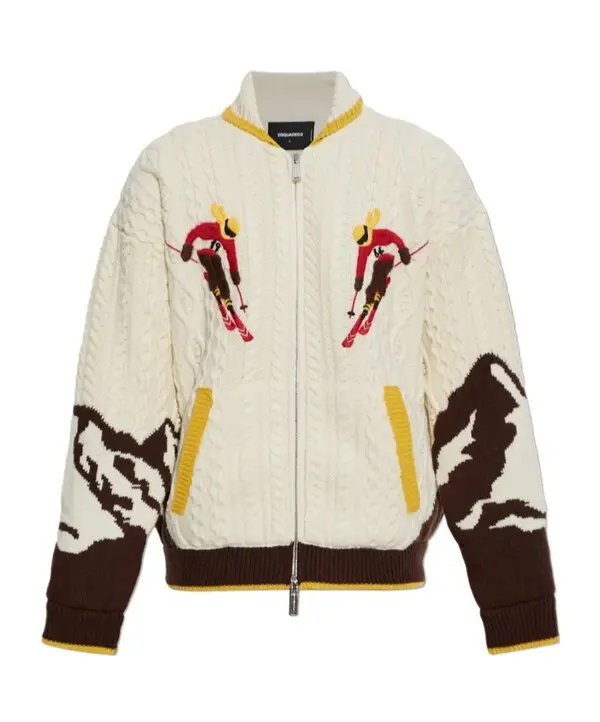 Dsquared2 Zip-up Cardigan With Ski Motif