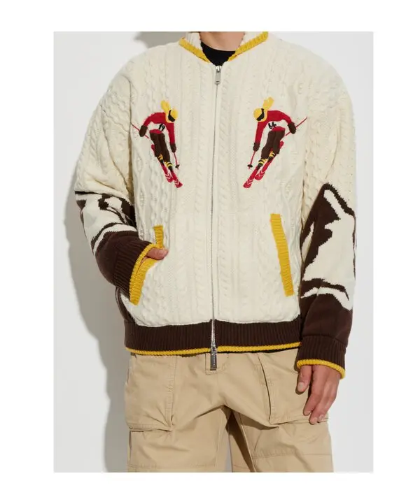 Dsquared2 Zip-up Cardigan With Ski Motif