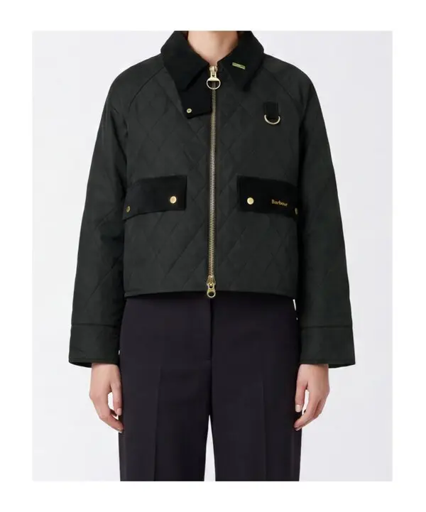 Barbour Spey Icons Cropped Quilted Jacket - Black