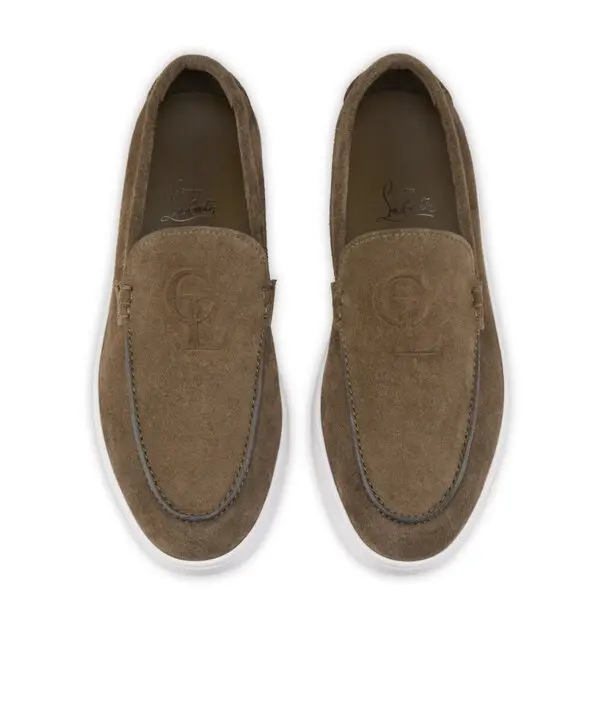 CHRISTIAN LOUBOUTIN Maison Suede Loafers With Embossed Logo And Rubber Sole