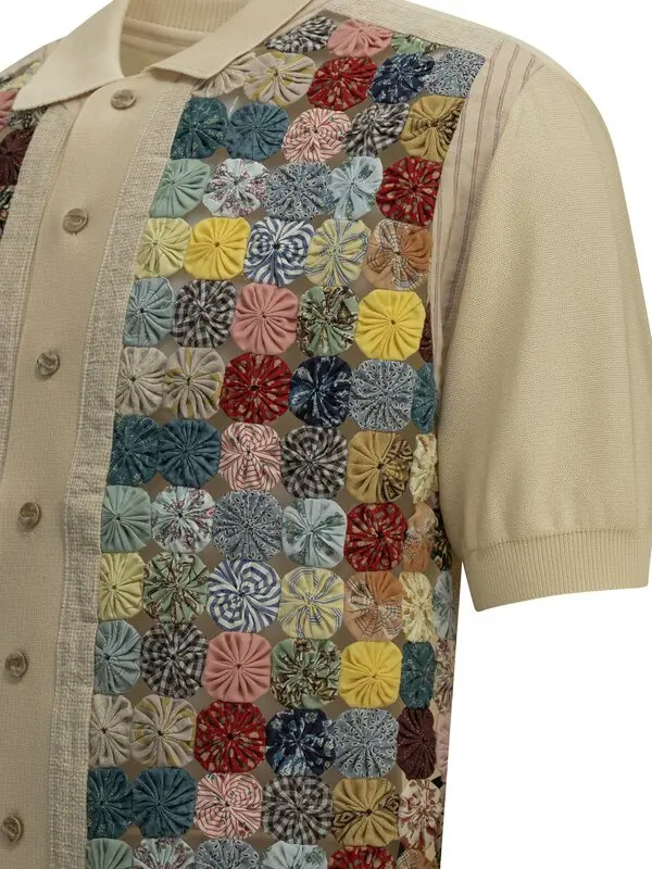 Kapital Short-sleeved Knit Cardigan With 'yo-yo' Quilting