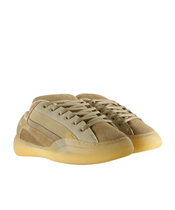 ERL Round-toe Lace-up Sneakers With Chunky Translucent Sole - Beige