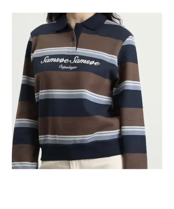 SAMSOE SAMSOE Striped Long-sleeve Polo Shirt