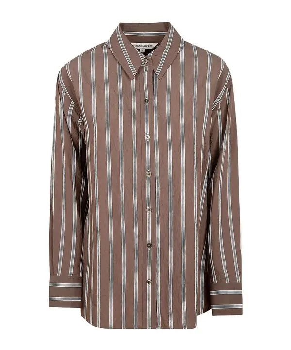 Veronica Beard Striped Button-up Shirt - Brown