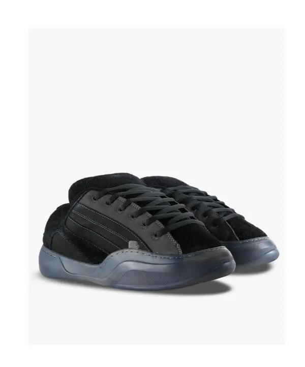 ERL Round Toe Lace-up Sneakers With Chunky Translucent Sole - Black