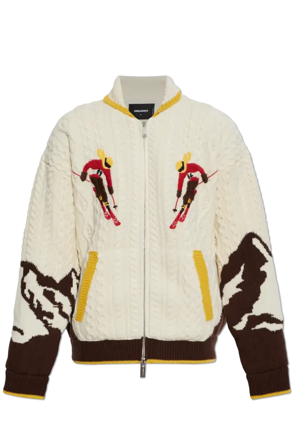 Dsquared2 Wool Cardigan With A Decorative Knit