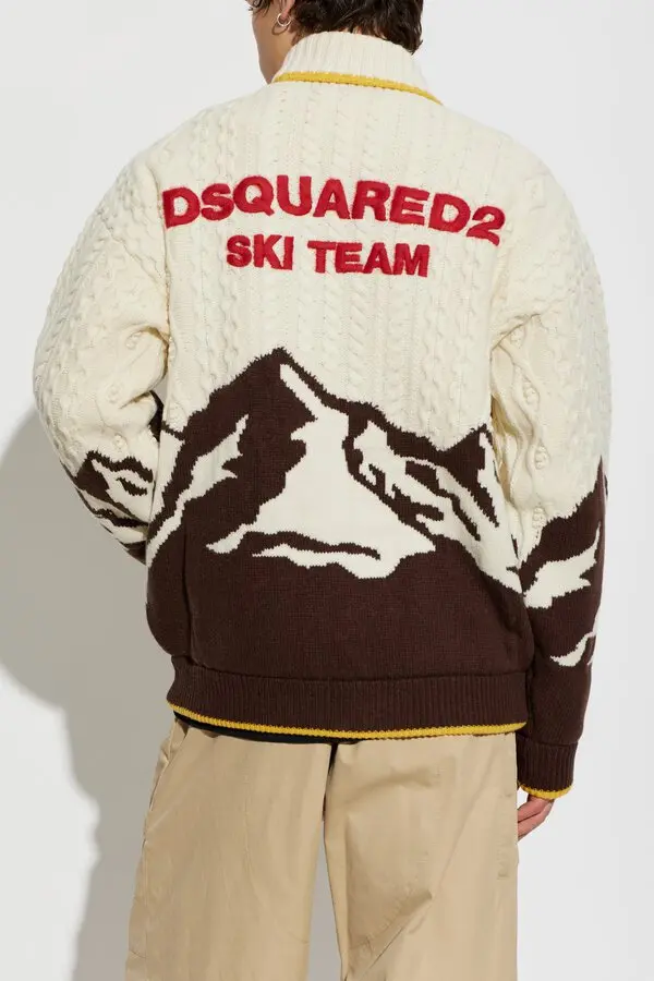 Dsquared2 Wool Cardigan With A Decorative Knit
