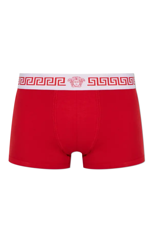 Versace Cotton Boxer Shorts With Logo - Red