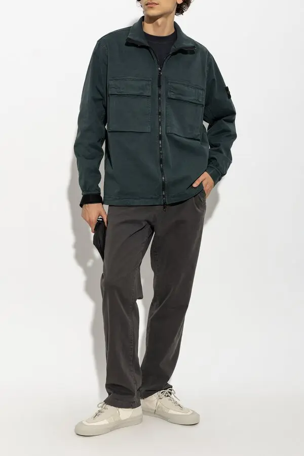Stone Island Cotton Jacket With Stand-up Collar
