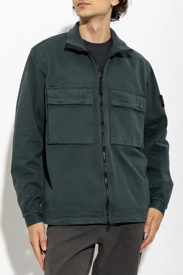 Stone Island Cotton Jacket With Stand-up Collar