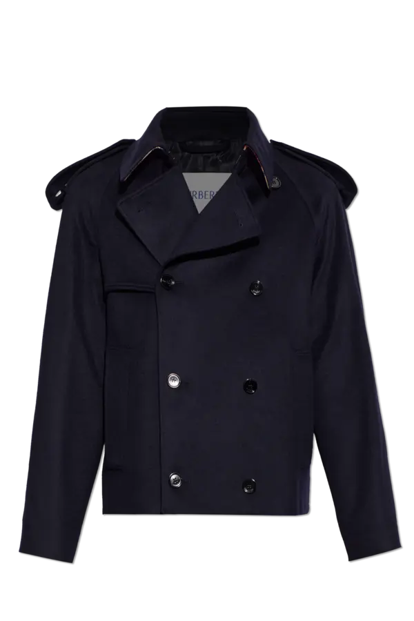 Burberry Leadenham Cashmere Trench Coat - Navy Blue