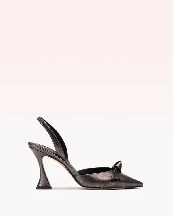 ALEXANDRE BIRMAN Clarita Bell Slingback 85 In Antique Lame Leather - Grafite