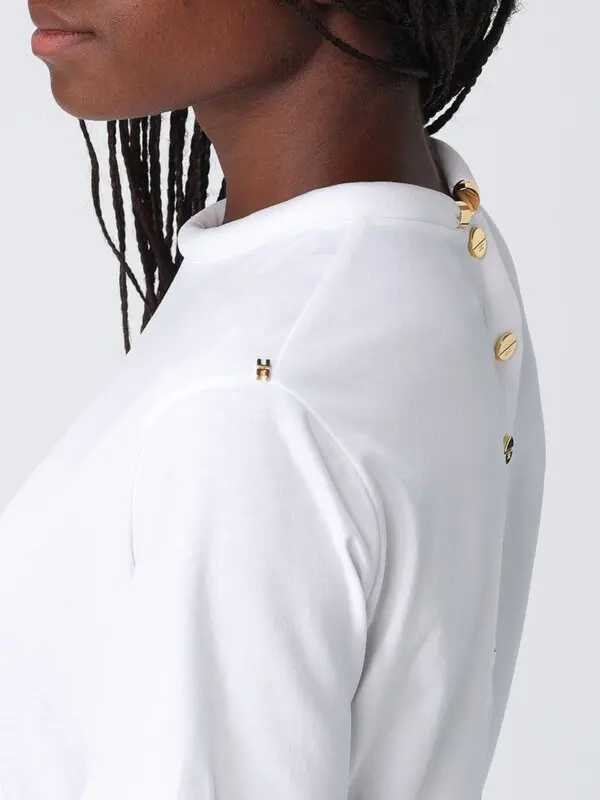 Elisabetta Franchi Cotton T-shirt With Metallic Logo And Back Closure