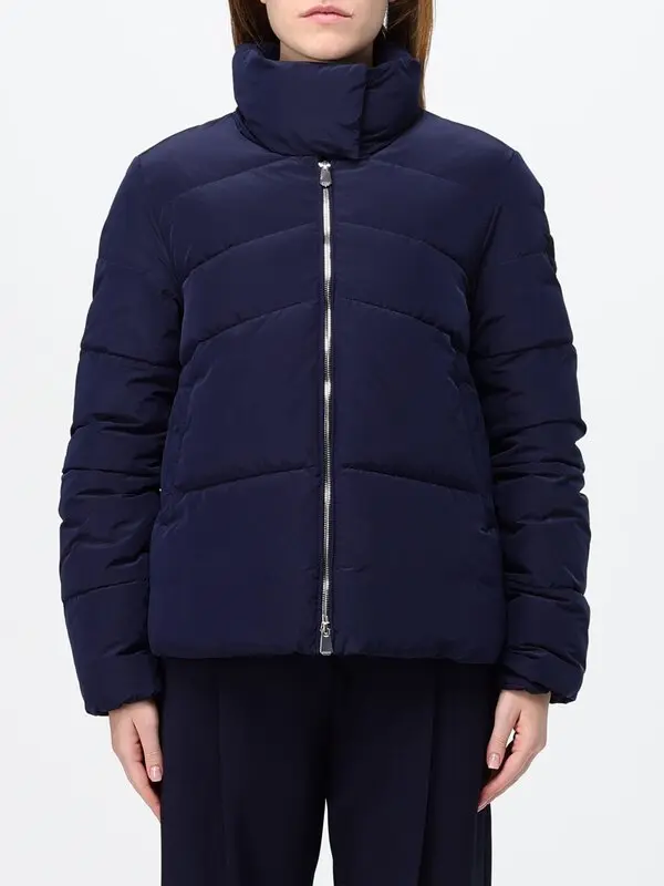 Pinko Short Water-repellent Quilted Nylon Down Jacket With High Neck - Blue