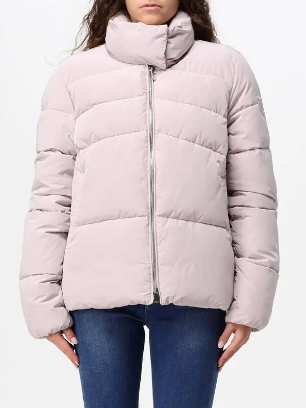 Pinko Short Water-repellent Quilted Nylon Down Jacket With High Neck - Violet