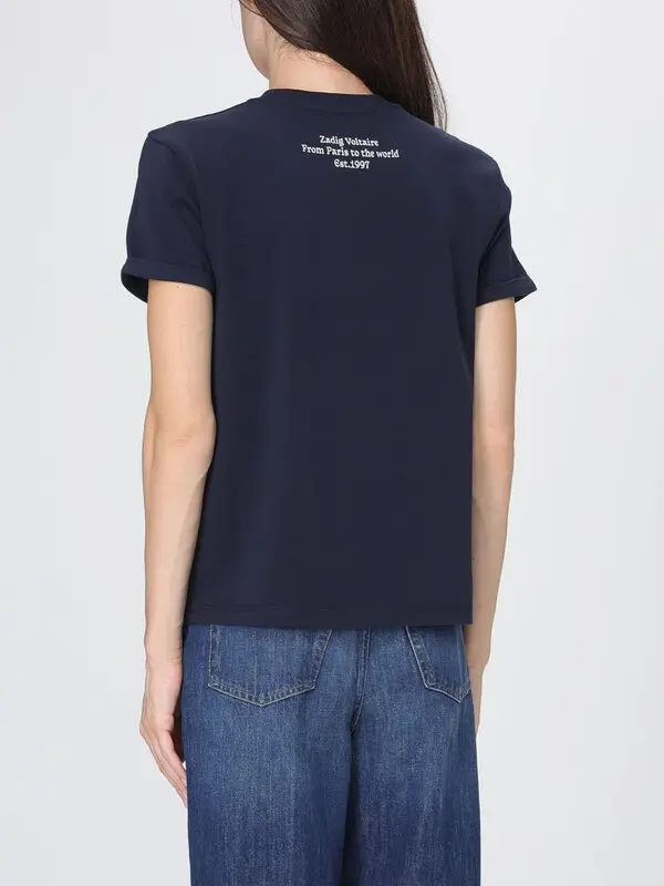 Zadig&Voltaire Cotton T-shirt With Slogan Print - Blue