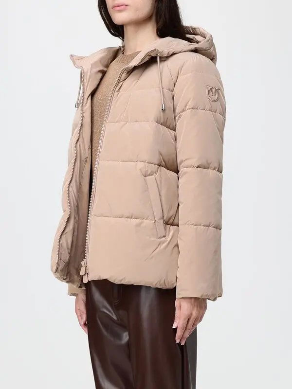 Pinko Eleodoro Cropped Quilted Nylon Puffer Jacket With Hood And Logo