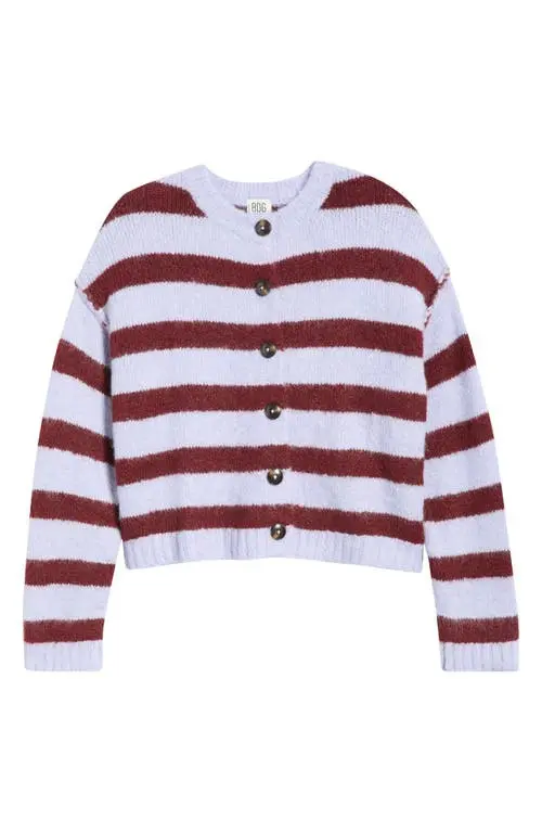 BDG URBAN OUTFITTERS Striped Crew Neck Cardigan - Lilac Stripe