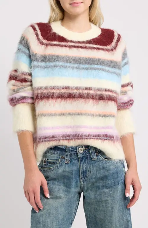 BDG URBAN OUTFITTERS Stripe Brushed Crewneck Sweater - Red Stripe