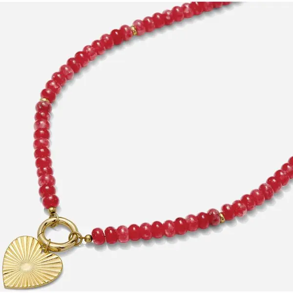 KATIE DEAN JEWELRY Sweetheart Necklace With Removable Heart Charm - Dark Red