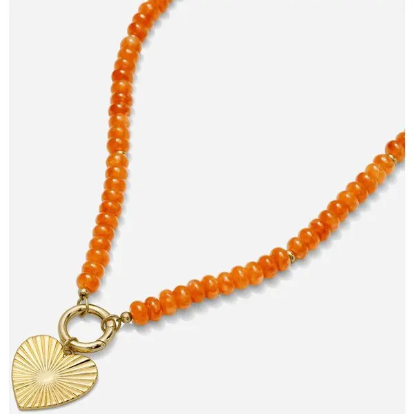 KATIE DEAN JEWELRY Sweetheart Necklace With Removable Heart Charm - Orange