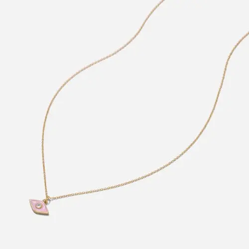 KATIE DEAN JEWELRY Evil Eye Pendant Necklace - Pink