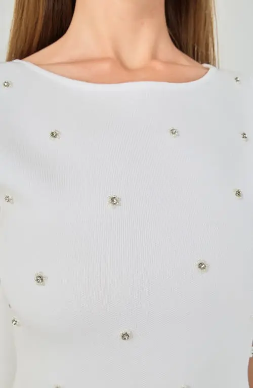 Endless Rose Jewel Embellished Sleeveless Knit Top - White