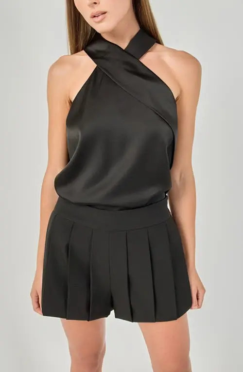 Endless Rose Pleated High-waist Tailored Shorts - Black