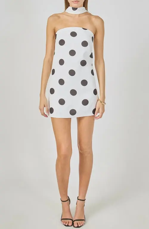 Endless Rose Polka Dot Strapless Mini Dress With Choker Tie