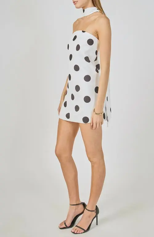 Endless Rose Polka Dot Strapless Mini Dress With Choker Tie