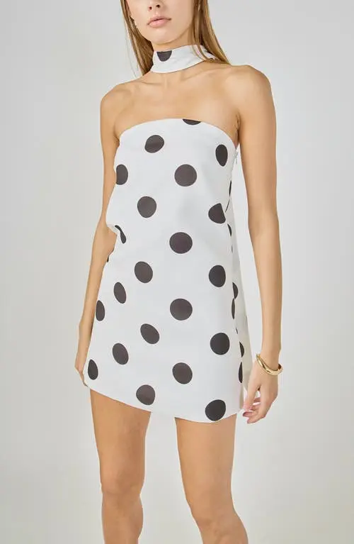 Endless Rose Polka Dot Strapless Mini Dress With Choker Tie
