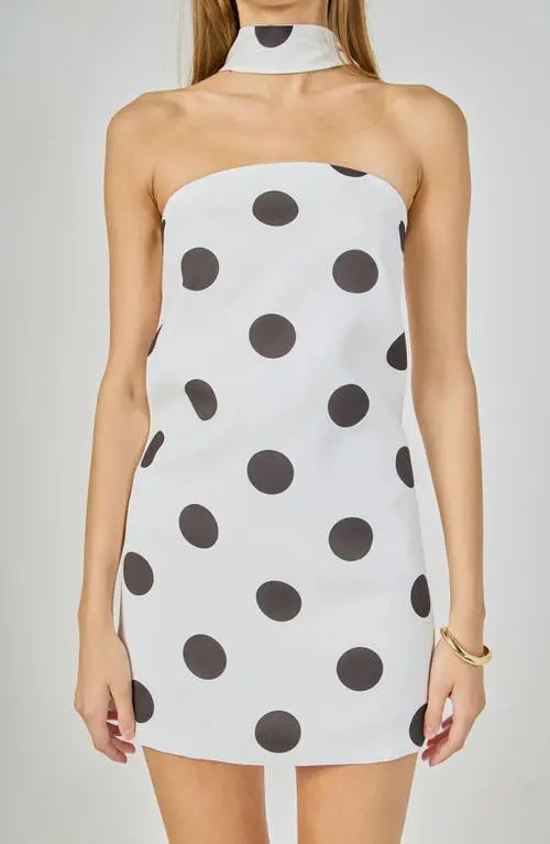 Endless Rose Polka Dot Strapless Mini Dress With Choker Tie