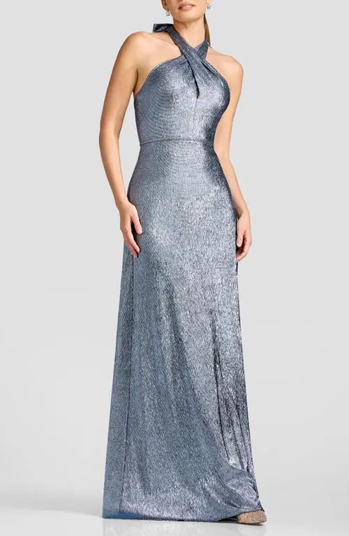 Dress The Population Brighton Metallic Halter Gown