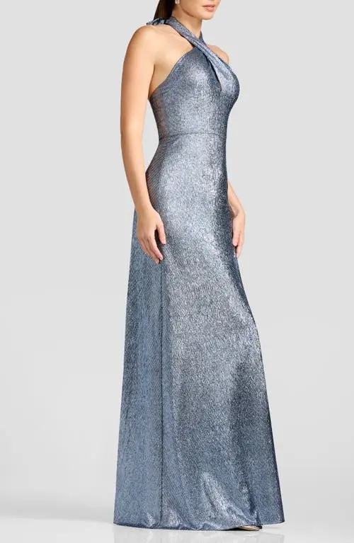 Dress The Population Brighton Metallic Halter Gown