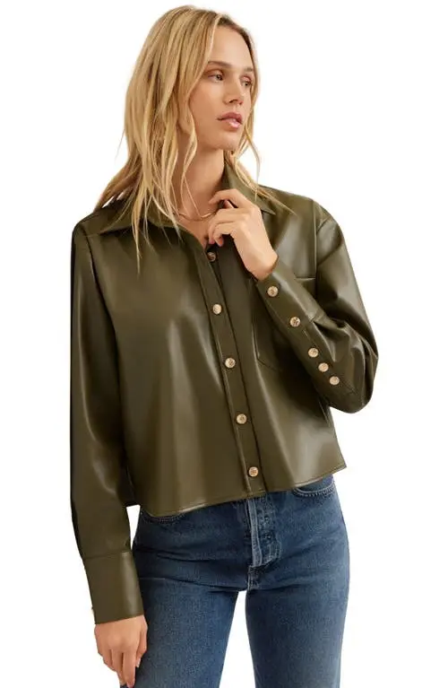 Fifteen Twenty Faux Leather Button-up Shirt